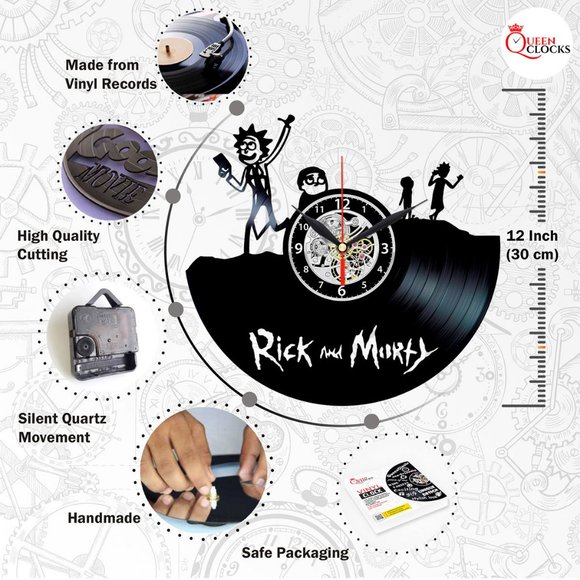 QueenClocks | Wall Decor | Rick And Morty Vinyl Wall Clock Birthday ...